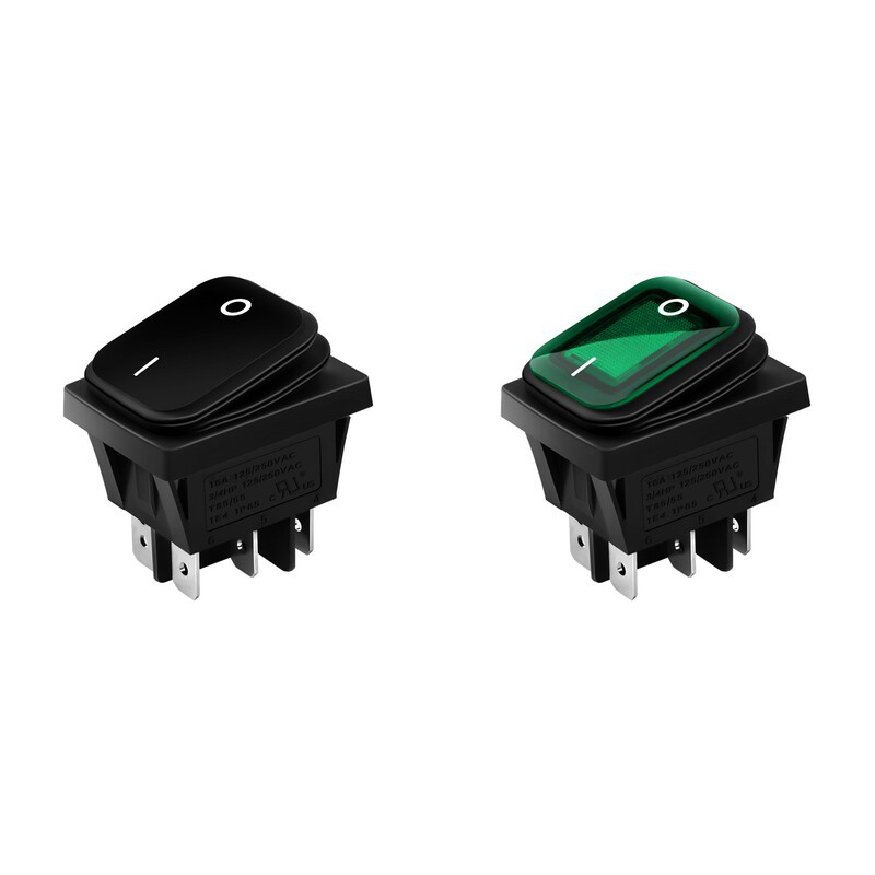 6 Pin Waterproof Rocker Switch 2 Positions 16A 2PCS Silver