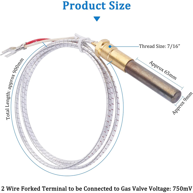 Gas Fryer Thermopile Thermocouple 2-Wire Replacement for Imperial Elite Frymaster Dean Pitco and ...