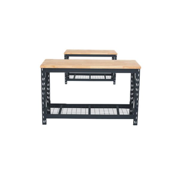 Metal Industrial Workbench Rubber Wood Worktop Work Table - EASY China ...