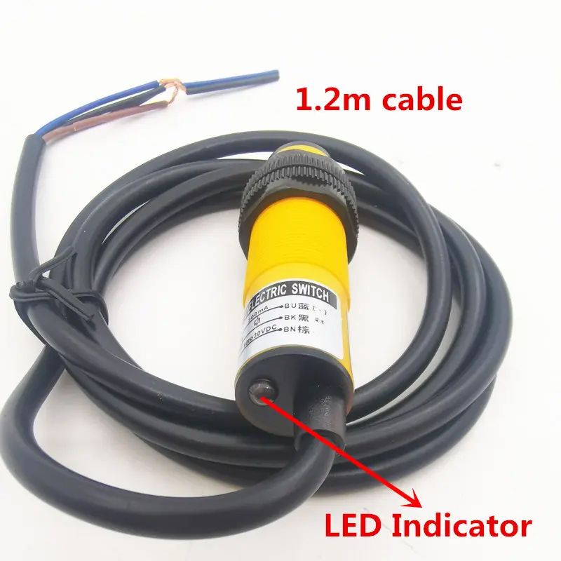Sensor Diffuse Cylinder Switch with LED Indicator PNP NO