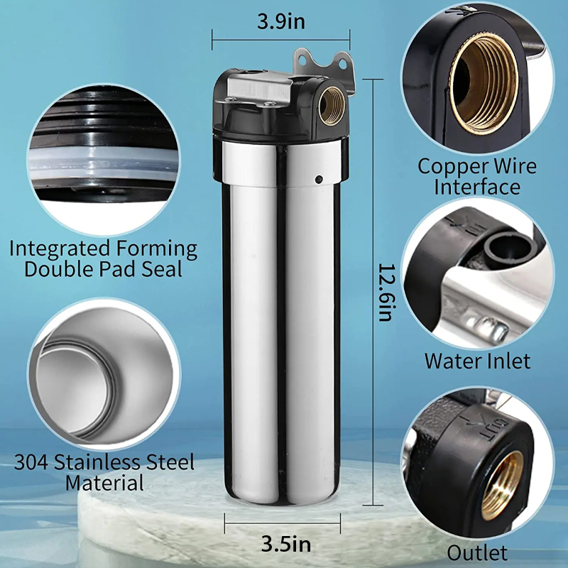 10″ Water Filter Housing Stainless Steel Water Purifier Wall Mounted ...