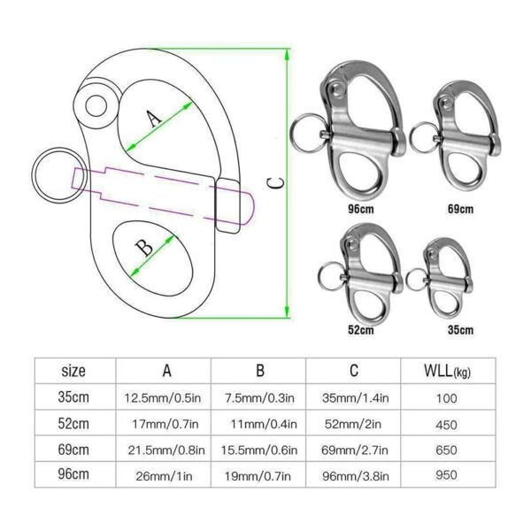 Snap Shackle Quick Release Fixed Shackles with Round Ring