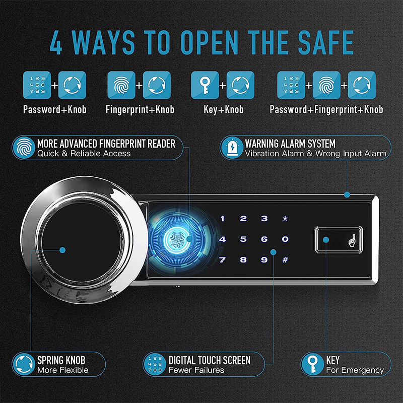 Biometric Fingerprint Safe Box 3.83 Cubic Smart Touch Screen