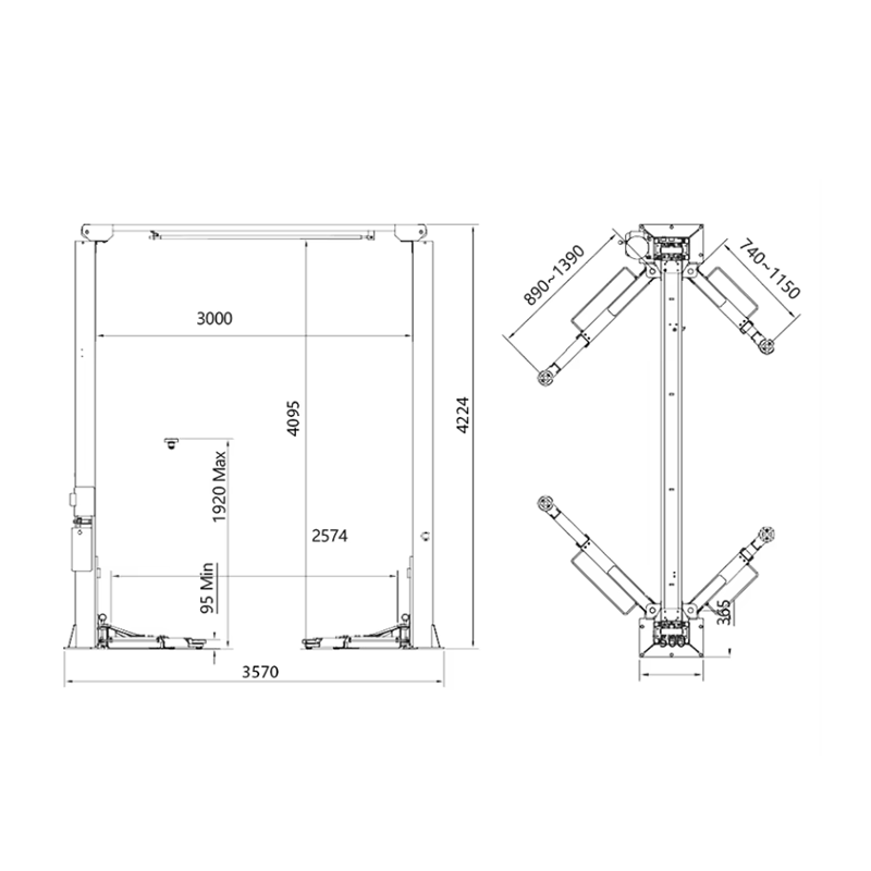 1900mm Automotive Hydraulic Two-Post Lift - EASY China Industrial Tools ...