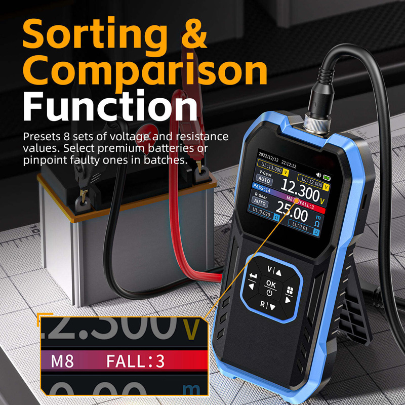 4-Wire Digital Battery Tester for Voltage and Internal Resistance