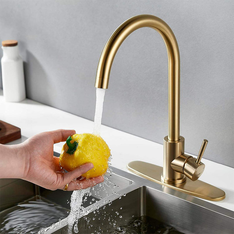 Gold Commercial Single-hole Sink Faucet