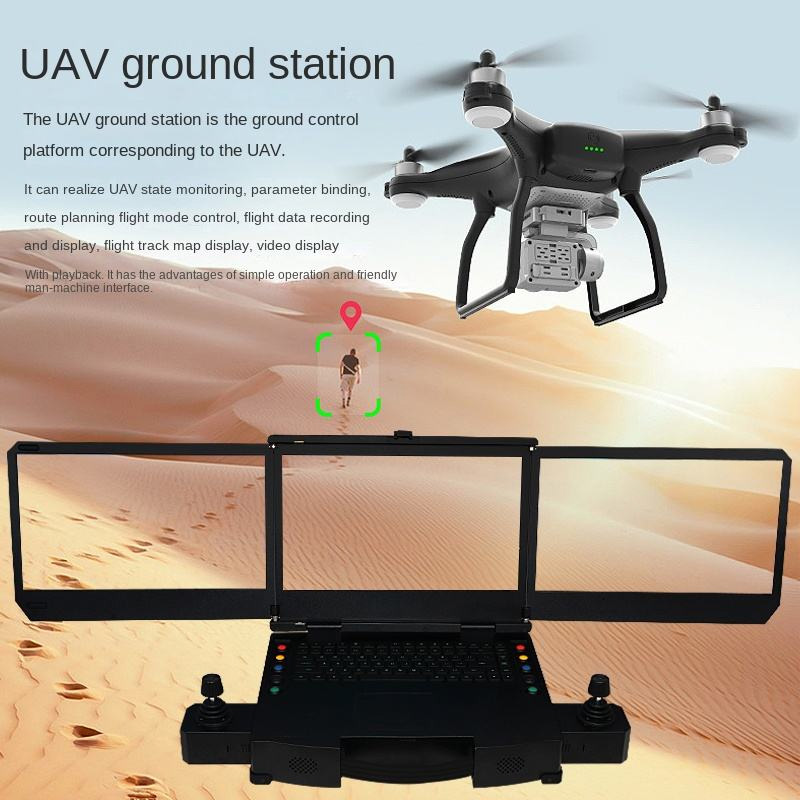 Triple Display UAV Ground Station Rugged Remote Workstation